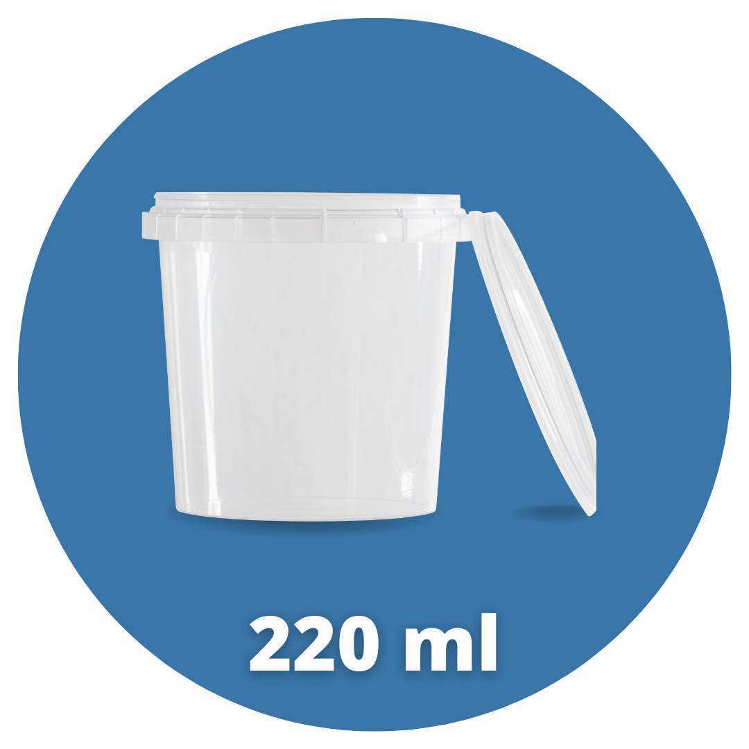 Pote com lacre 220 ml – Caixa com 600 potes – Sert Plast