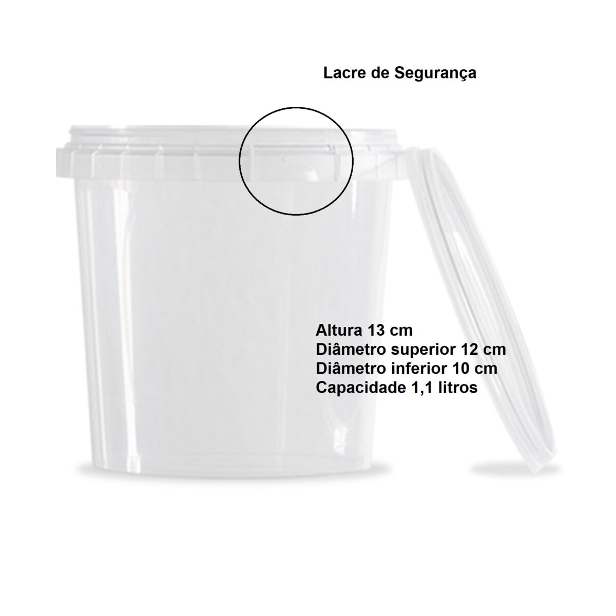 Pote com Lacre 1.100 ml. Cx 200 potes e 200 tampas. Venda limitada: Máx ...